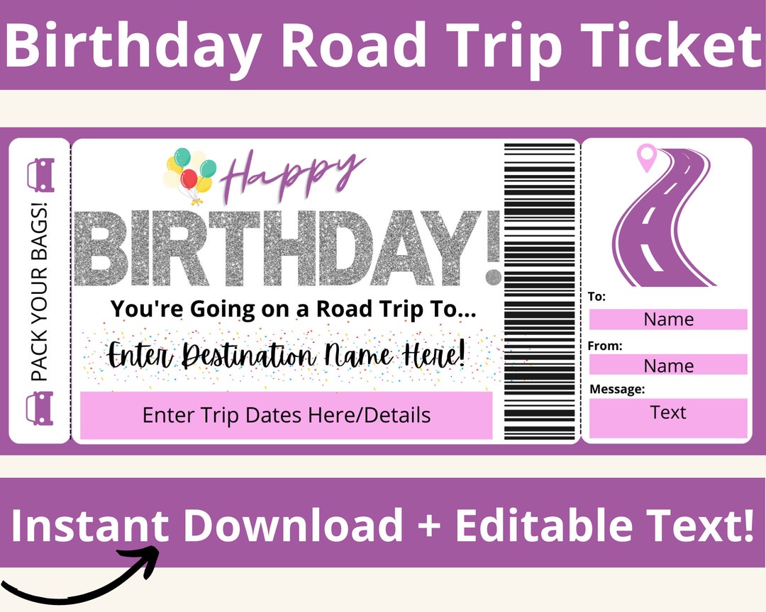 Road Trip Ticket. Road Trip Voucher. Road Trip Gifts. Birthday Boarding ...