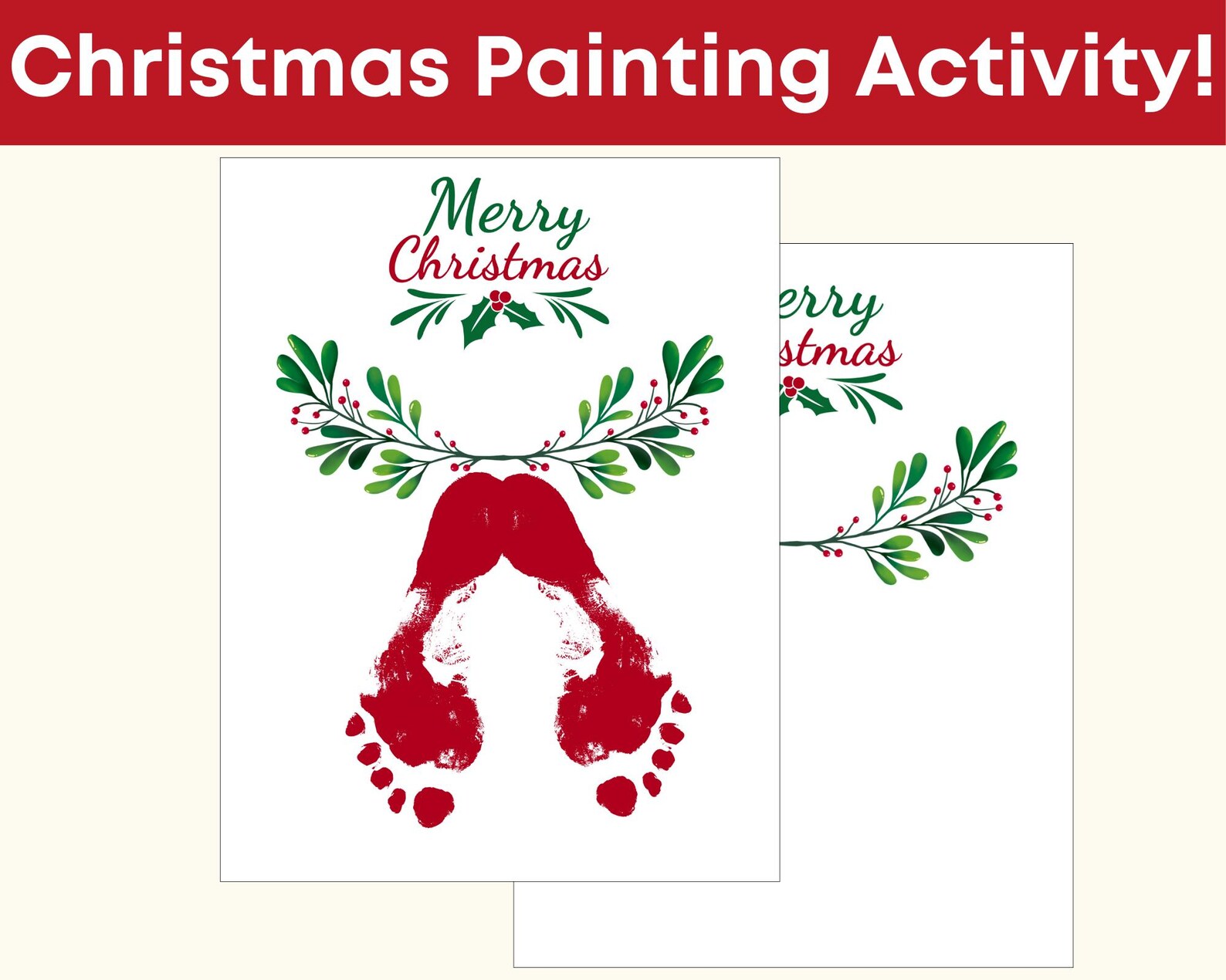 Mistletoe Footprint Art. Christmas Handprint Craft. Christmas Handprint ...