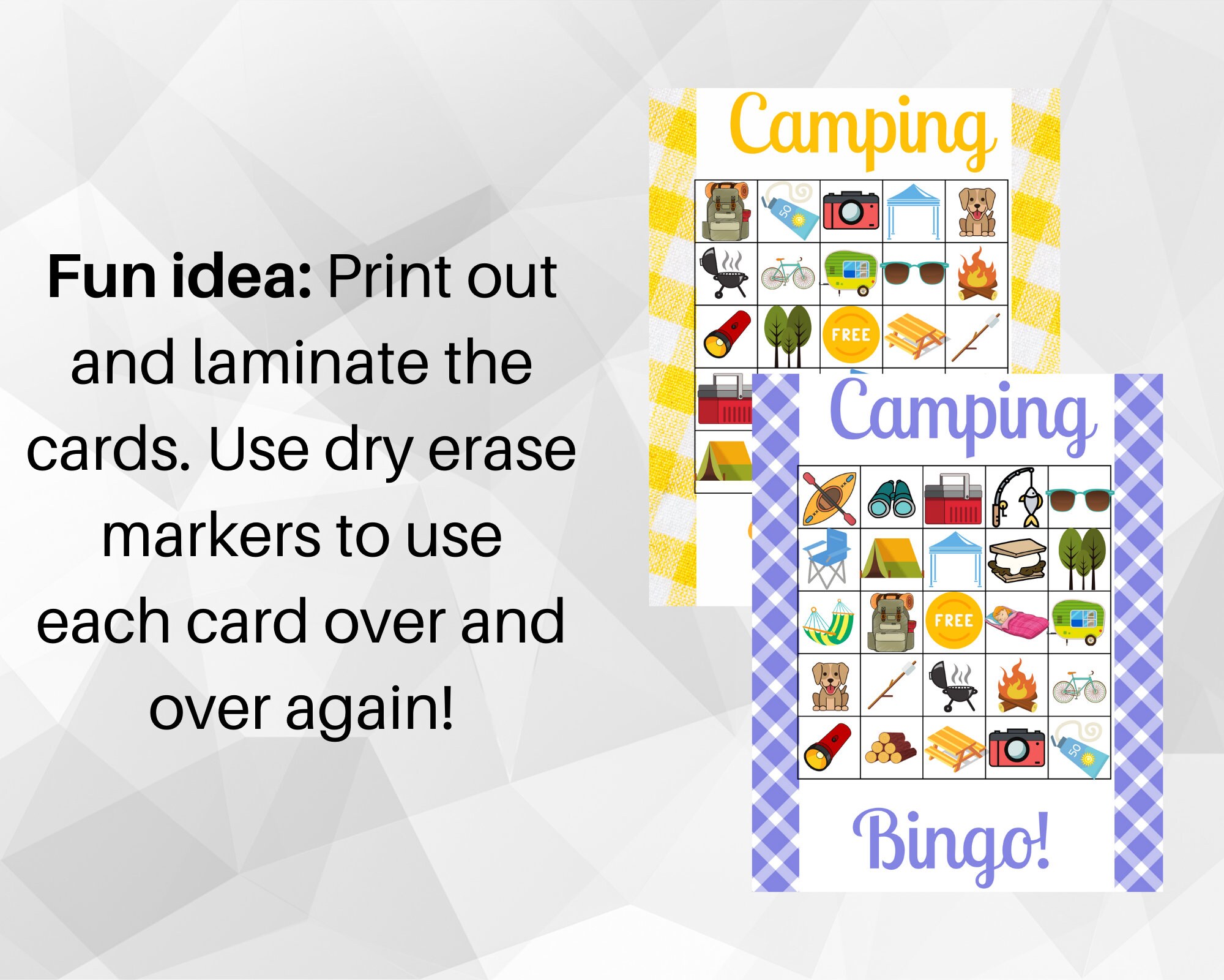 Camping Bingo. Camping Game Printable. Camp Games. Camping for - Etsy