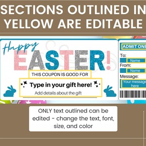 Easter Coupons Printable. Printable Easter Gift Card. Easter Ticket ...