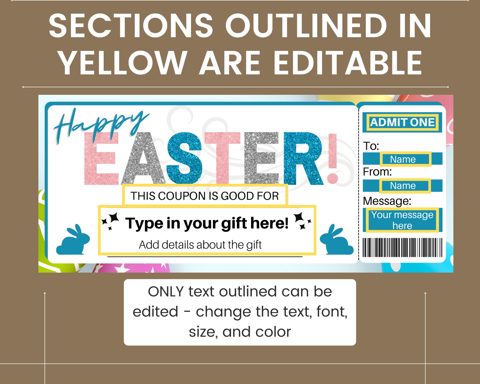 Easter Coupons Printable. Printable Easter Gift Card. Easter Ticket ...