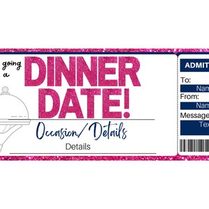 Dinner Date Coupon. Dinner Date Voucher. Birthday Dinner Invitation ...