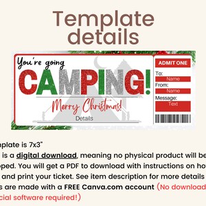 Christmas Camping Gift Ticket. Camp Gifts. Christmas Camper. Printable ...