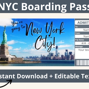 NYC Boarding Pass. New York Boarding Pass Ticket. New York Ticket. New ...