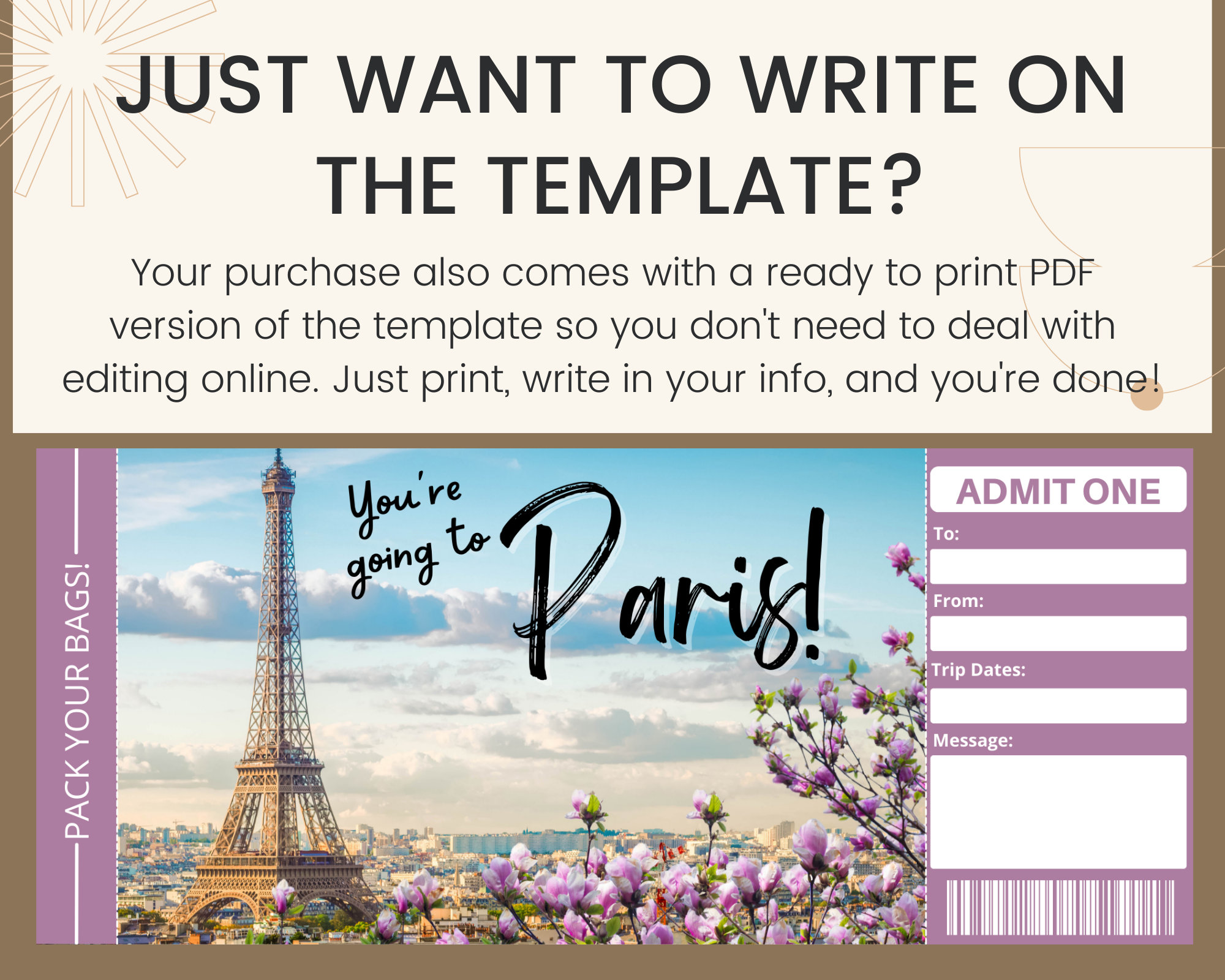 Paris Ticket. Paris Boarding Pass. Paris Trip Reveal. Paris - Etsy