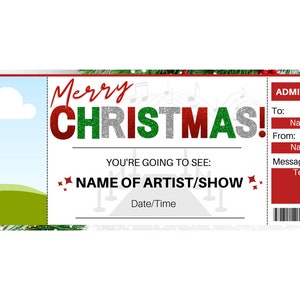 Christmas Concert Ticket. Concert Ticket Gift. Printable Concert Ticket ...
