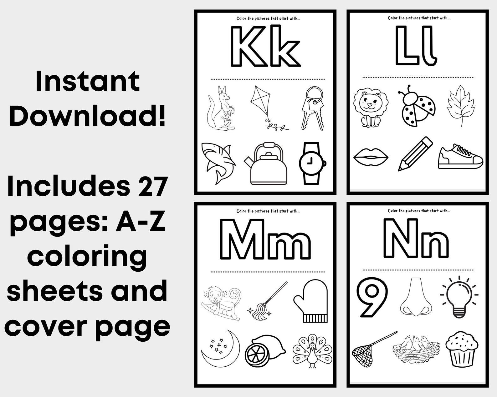 Letter Coloring Pages. Alphabet Coloring Pages. Beginning Sound ...