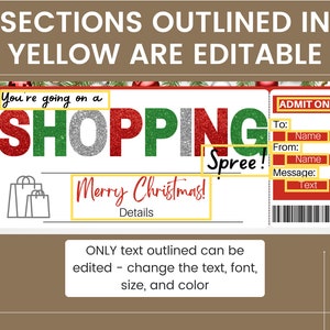 Christmas Shopping Trip. Shopping Spree Card. Shopping Ticket. Shopping ...