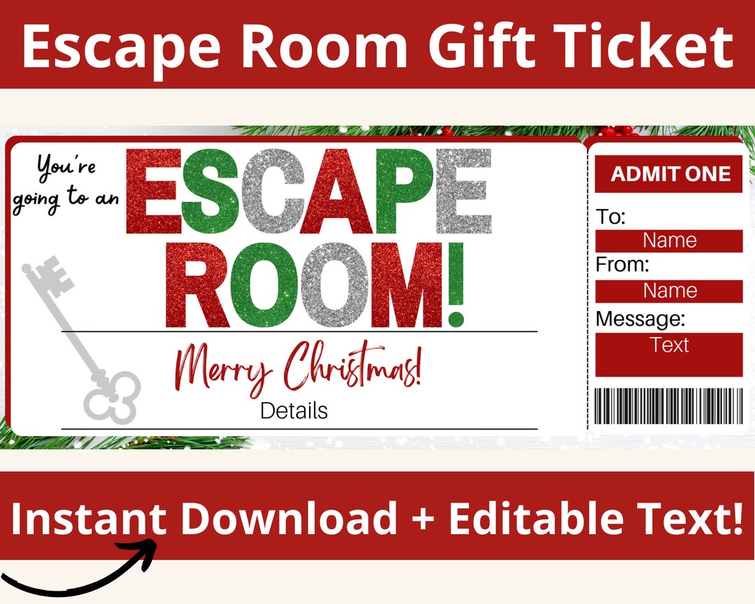 Escape Room Gift. Escape Room Ticket. Escape Room Invitation. Escape ...