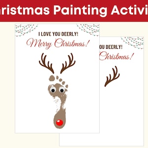 Reindeer Footprint Art. Christmas Footprint Craft. Reindeer Painting ...