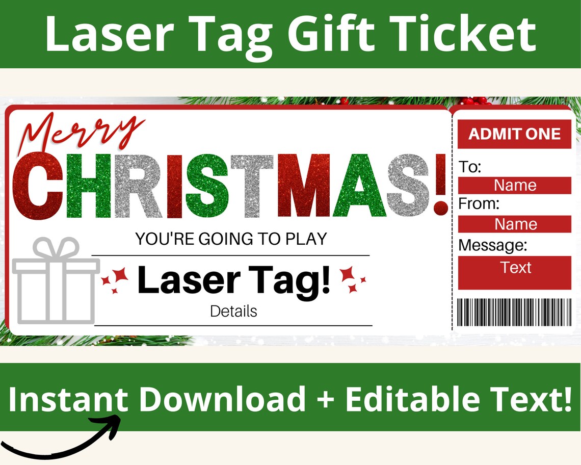 Laser Tag Gift Certificate. Laser Tag Ticket. Laser Tag Invitation ...