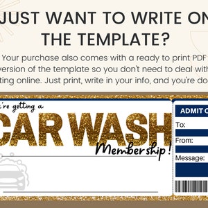 Car Wash Ticket Template. Car Wash Gift Tag. Car Wash Coupon. Car Wash ...