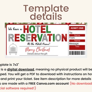 Hotel Reservation Template. Christmas Hotel Ticket. Hotel Voucher ...