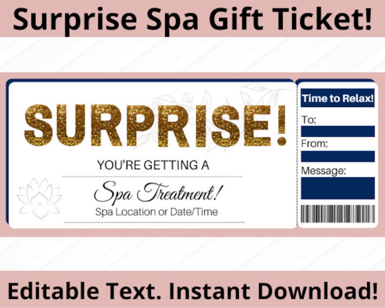 Spa Ticket. Spa Day Gift. Spa Day Ticket. Surprise Ticket. - Etsy