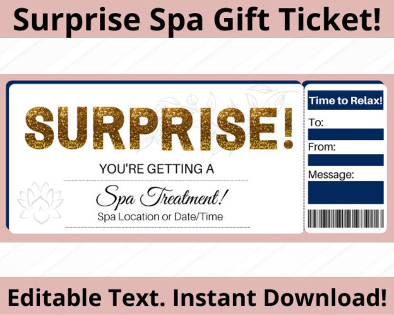 Spa Ticket. Spa Day Gift. Spa Day Ticket. Surprise Ticket. - Etsy