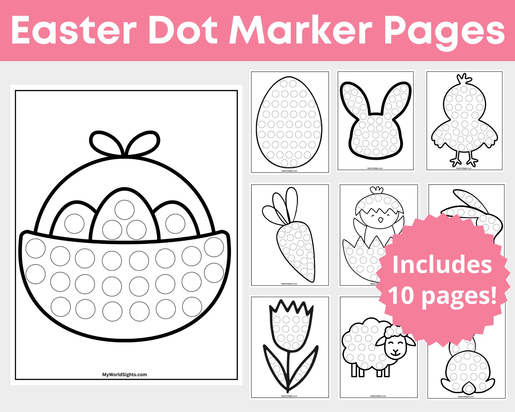 Easter Dot Marker Pages Printable, Do a Dot Activity Sheets, Easter ...