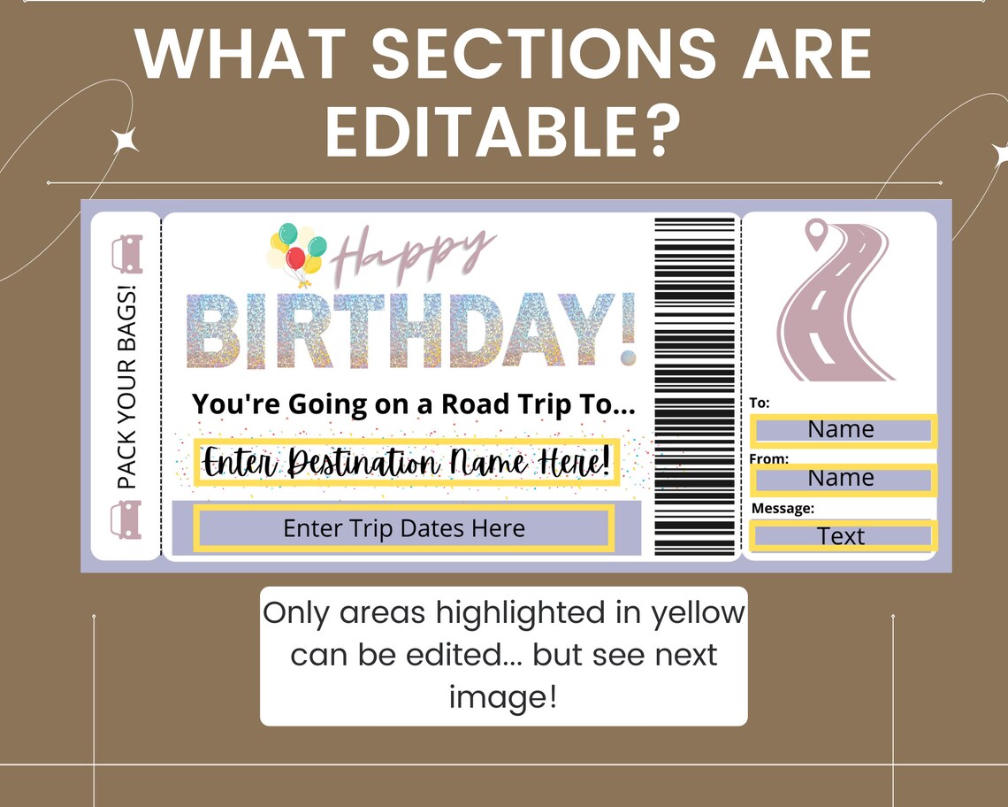 Road Trip Ticket. Road Trip Surprise. Road Trip Reveal. Road - Etsy