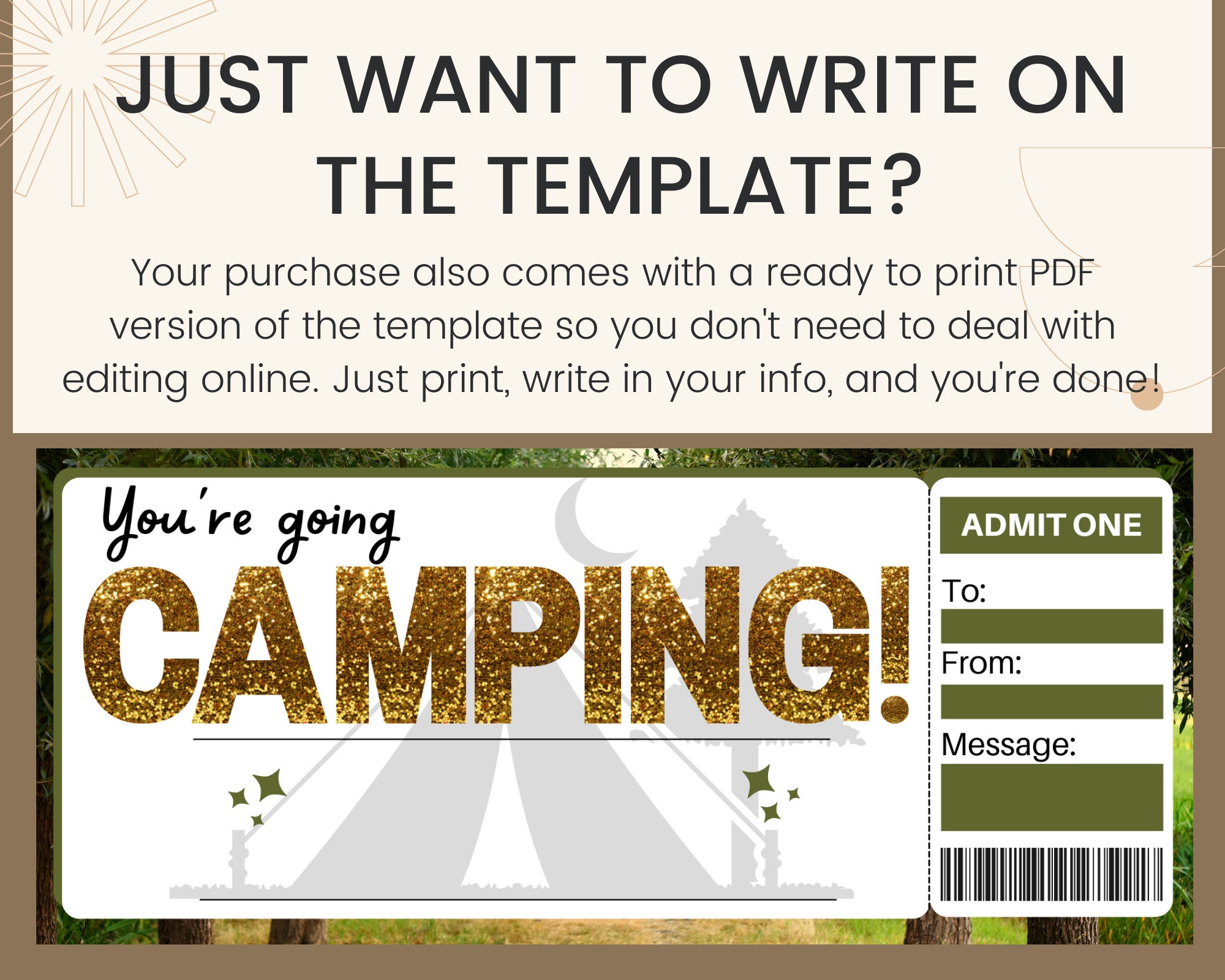 Camping Gift Certificate. Camping Trip. Camping Gifts. Camping Birthday ...
