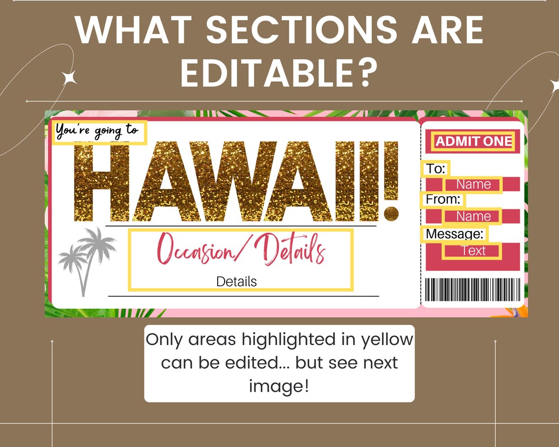 Hawaii Ticket. Hawaii Boarding Pass. Hawaii Trip Ticket. - Etsy
