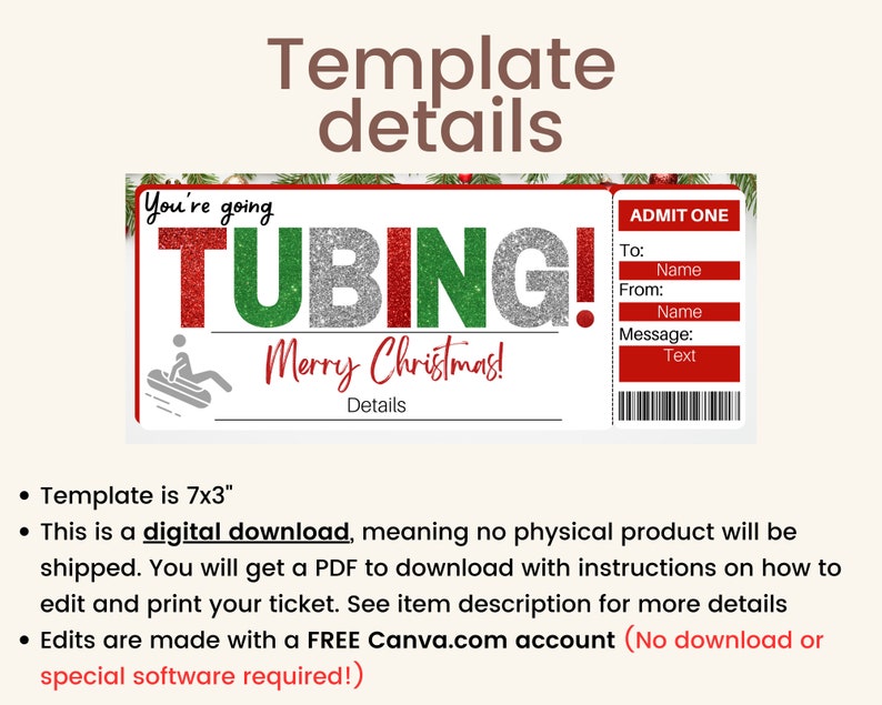 Snow Tubing Ticket. Snow Tubing Gift Certificate. Tubing Ticket. Tubing ...