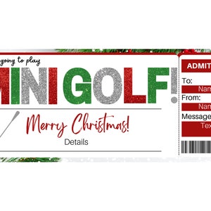 Mini Golf Gift Ticket. Mini Golfing Gift Certificate. Mini Golfing ...