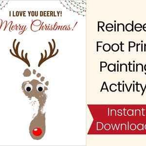 Reindeer Footprint Art. Christmas Footprint Craft. Reindeer Painting ...