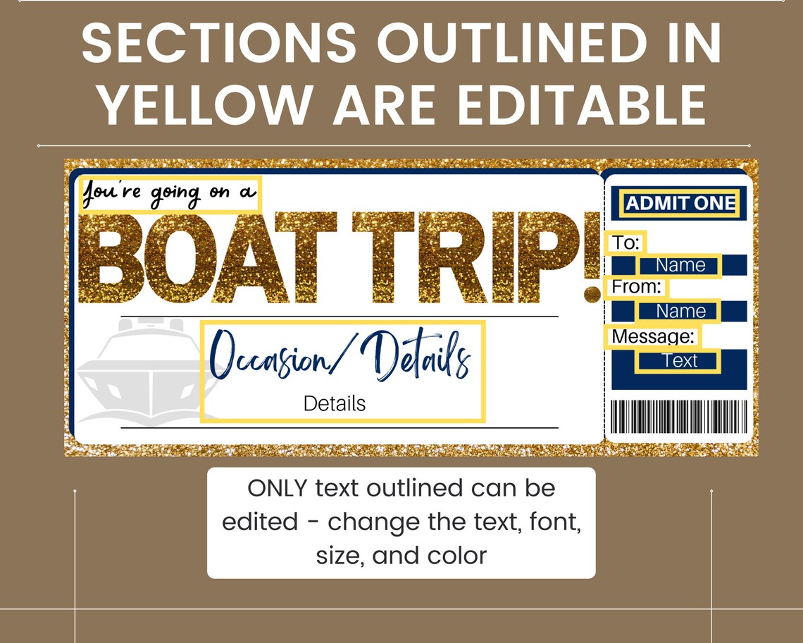 Boat Trip Gift Certificate, Printable Boat Day Invite, Boating Voucher ...