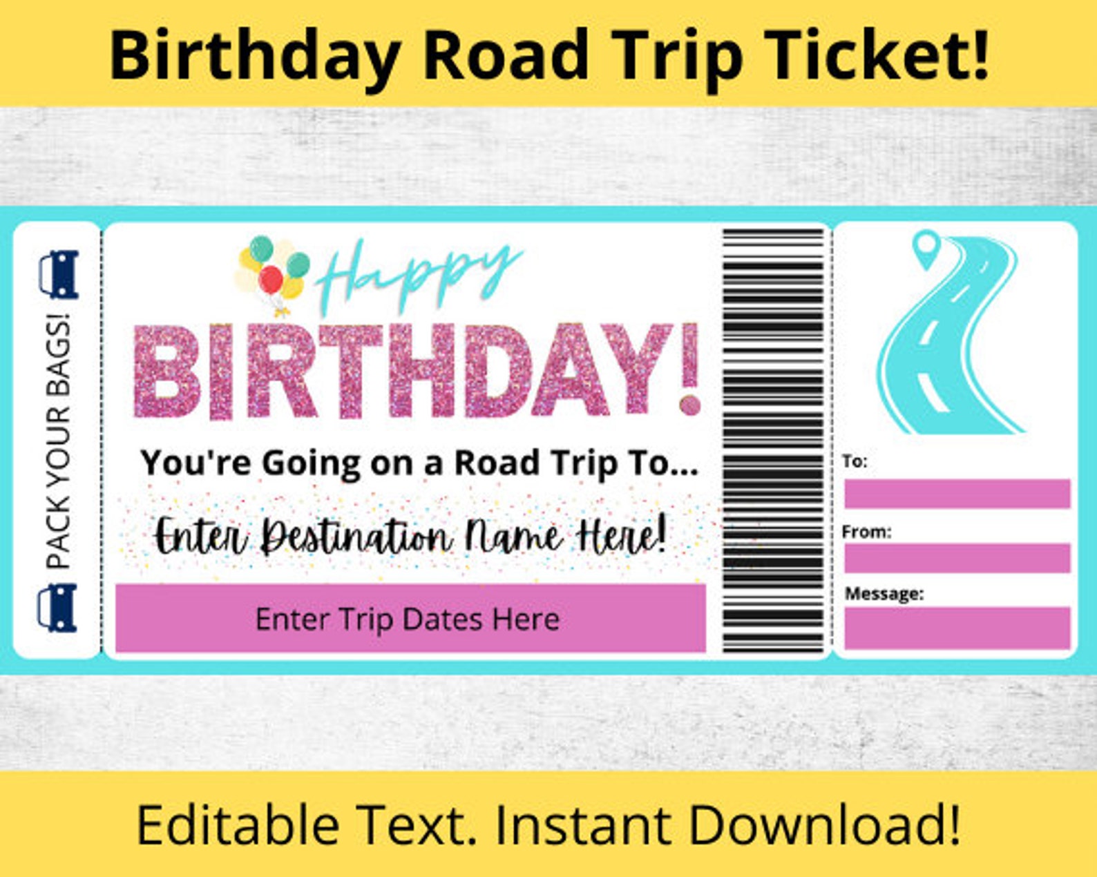 Road Trip Ticket. Road Trip Surprise. Road Trip Reveal. Road - Etsy