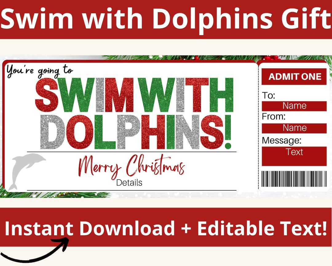 Swimming With Dolphins Gift Ticket. Dolphin Excursion Gift Certificate ...