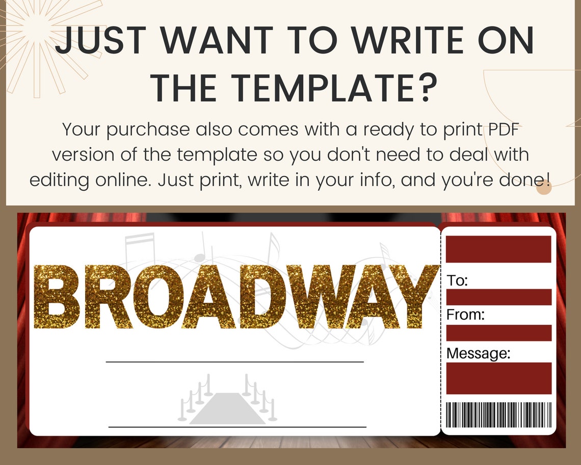Broadway Show Gift. Broadway Tickets. Musical Ticket. Broadway - Etsy