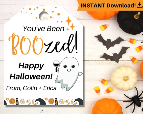 Halloween Wine Label. You've Been Boozed Tag. Halloween - Etsy