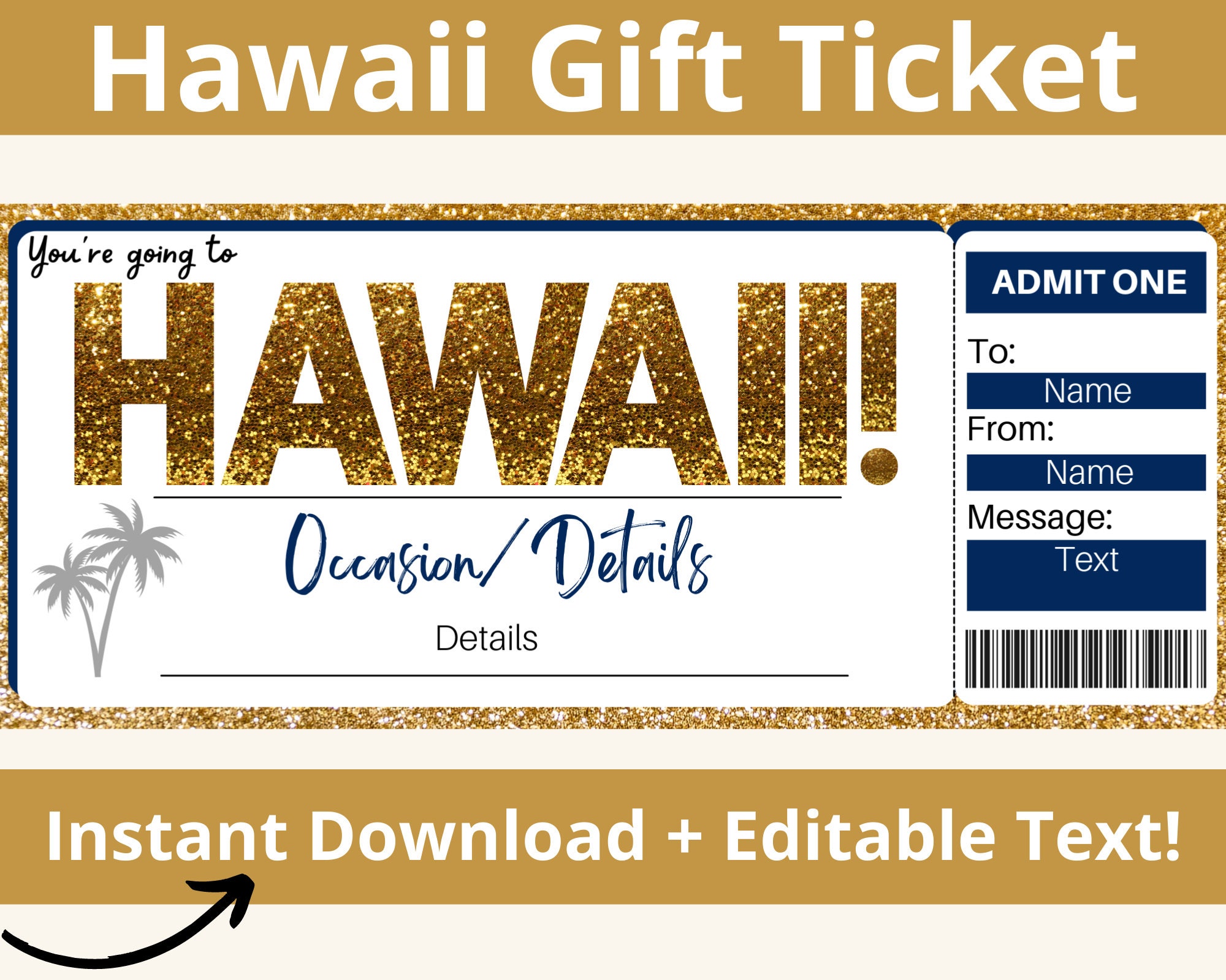 Hawaii Ticket. Hawaii Boarding Pass. Hawaii Trip Ticket. - Etsy