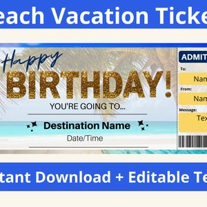 Beach Boarding Pass. Boarding Pass Birthday. Beach Vacation | Etsy