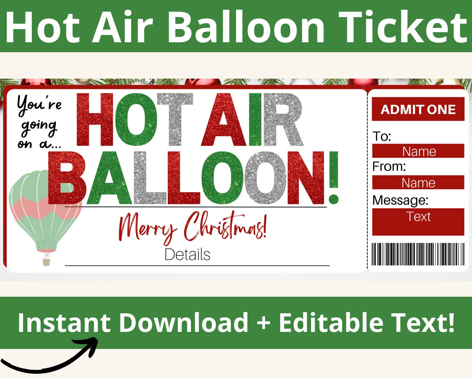 Hot Air Balloon Ticket. Hot Air Balloon Gift. Hot Air Balloon - Etsy