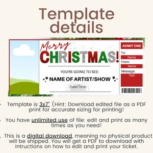 Christmas Concert Ticket. Concert Ticket Gift. Printable - Etsy