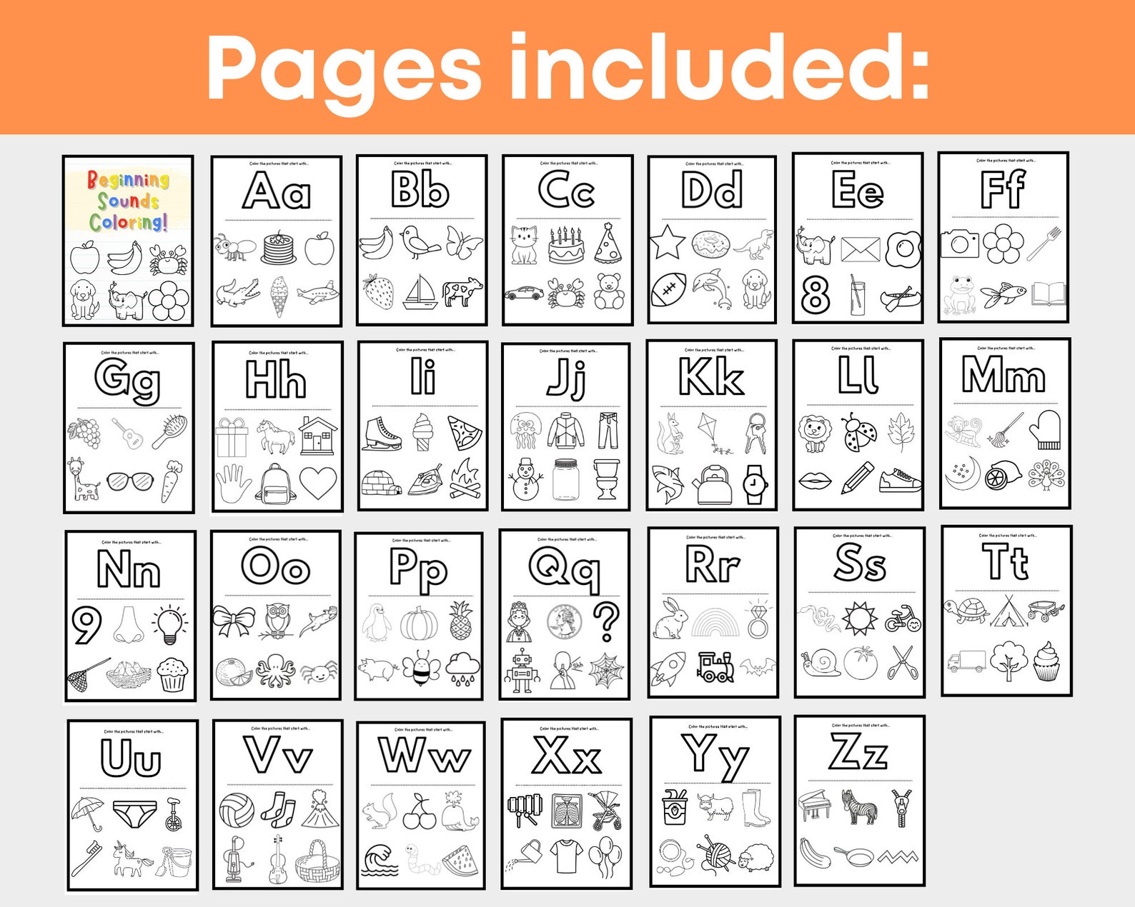 Letter Coloring Pages. Alphabet Coloring Pages. Beginning Sound ...