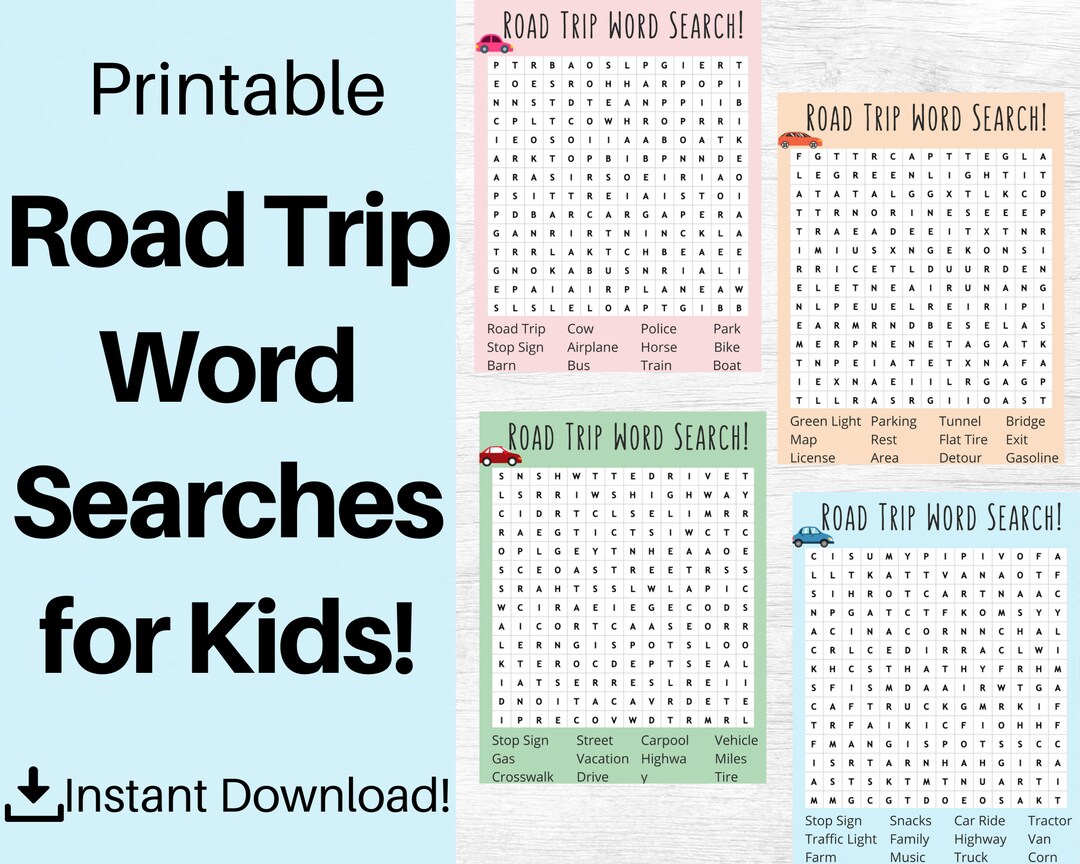 Road Trip Wordsearch. Road Trip Games, Road Trip Printables for Kids ...