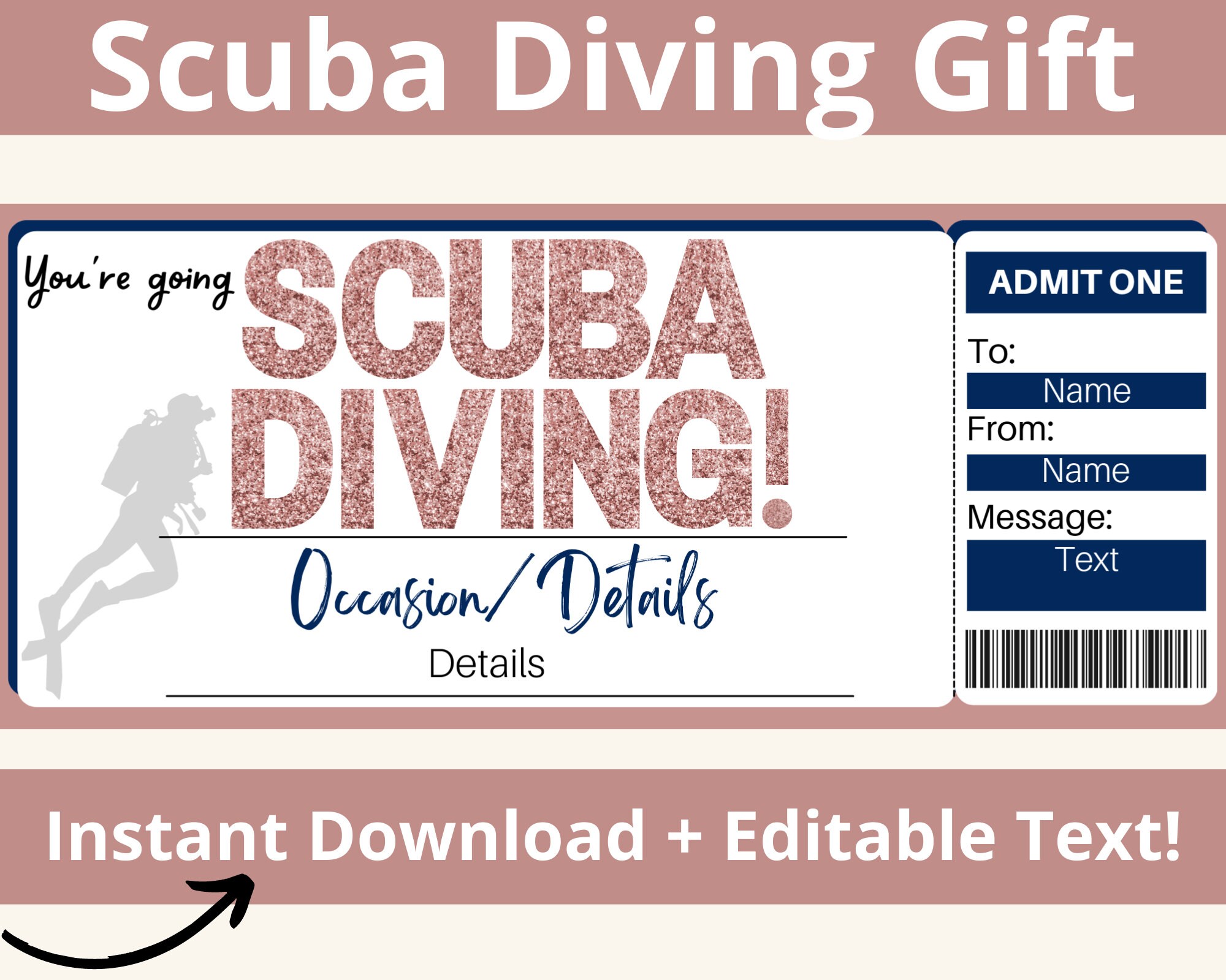 Scuba Diving Gift Certificate. Scuba Diver Gift. Scuba Dive - Etsy