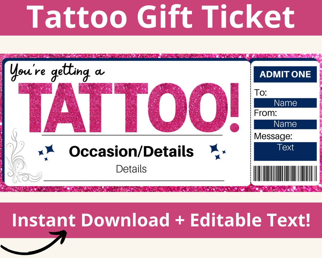 Tattoo Gift Card. Tattoo Gift Voucher. Tattoo Gifts. Tattoo - Etsy