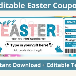 Easter Coupons Printable. Printable Easter Gift Card. Easter - Etsy