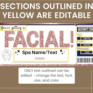 Facial Gift Certificate. Facial Coupon. Facial Certificate. Spa Ticket ...