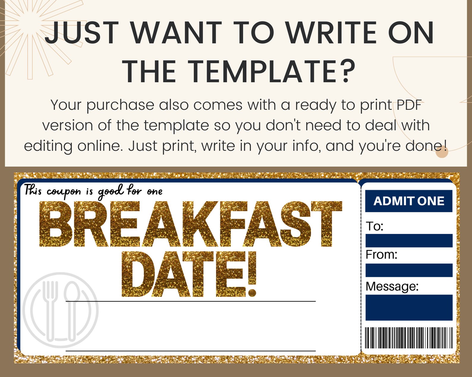 Breakfast Gift Ticket. Breakfast Ticket. Breakfast Invite. Breakfast ...