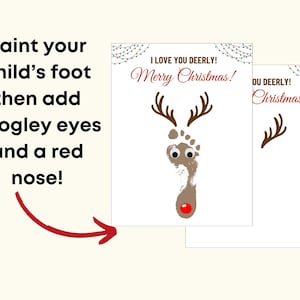 Reindeer Footprint Art. Christmas Footprint Craft. Reindeer Painting ...