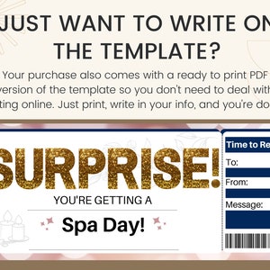 Spa Day Gift Certificate, Spa Ticket Template, Massage Manicure ...