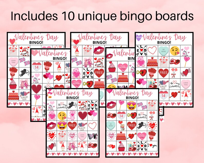 Valentines Day Bingo Cards for Kids. Valentines Bingo Cards. | Etsy