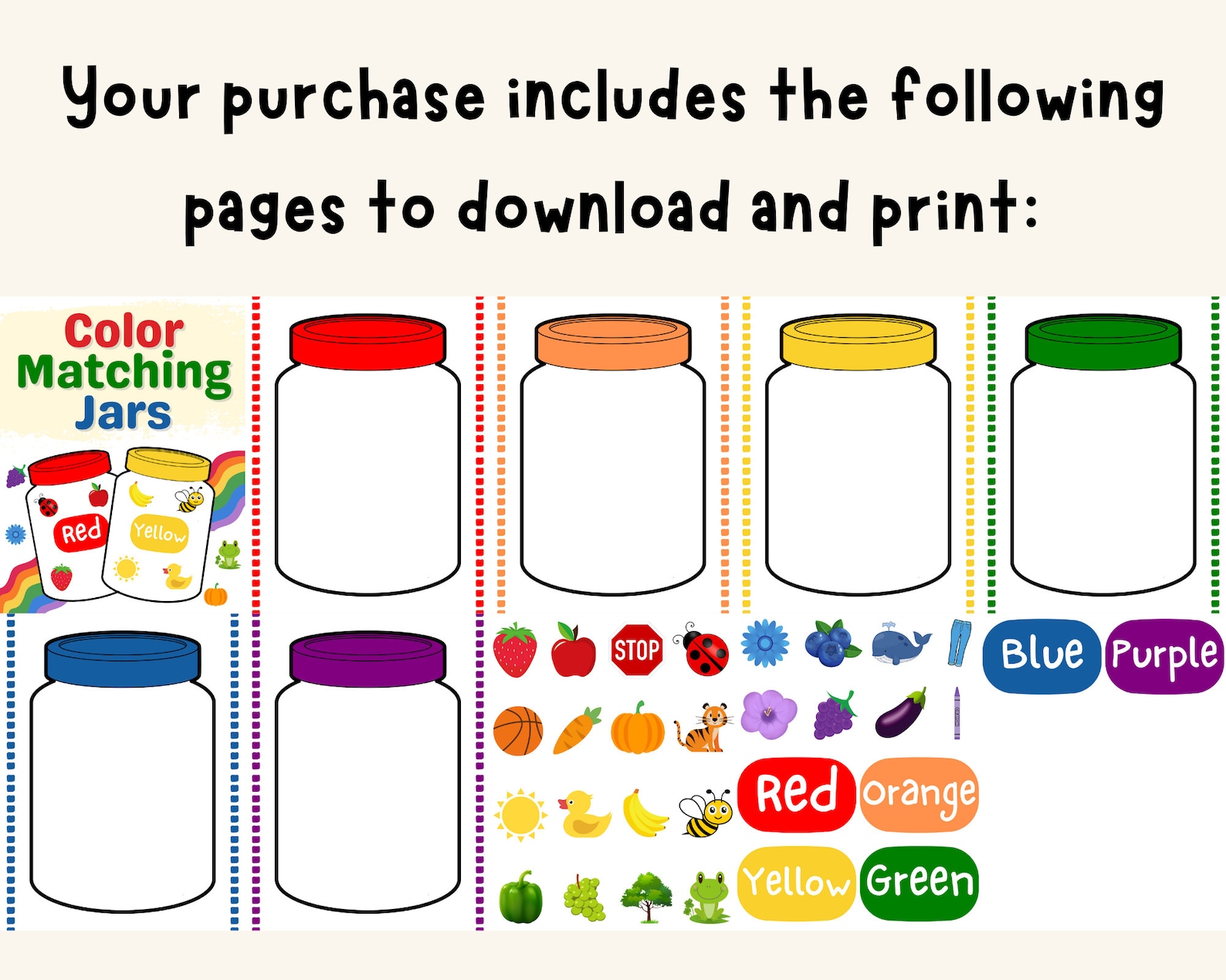 Color Matching Printable. Color Sorting Activities. Toddler - Etsy