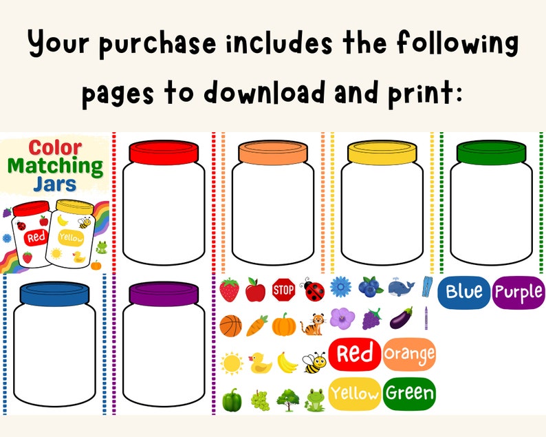 Color Matching Printable. Color Sorting Activities. Toddler - Etsy