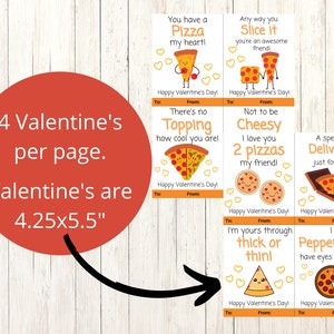 Pizza Valentines Cards for Kids Printable, Pizza My Heart Valentine ...