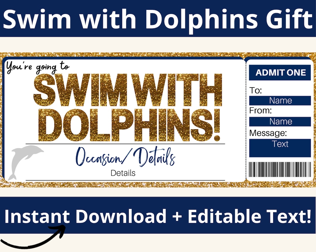 Swimming With Dolphins Gift Ticket. Dolphin Excursion Gift Certificate ...