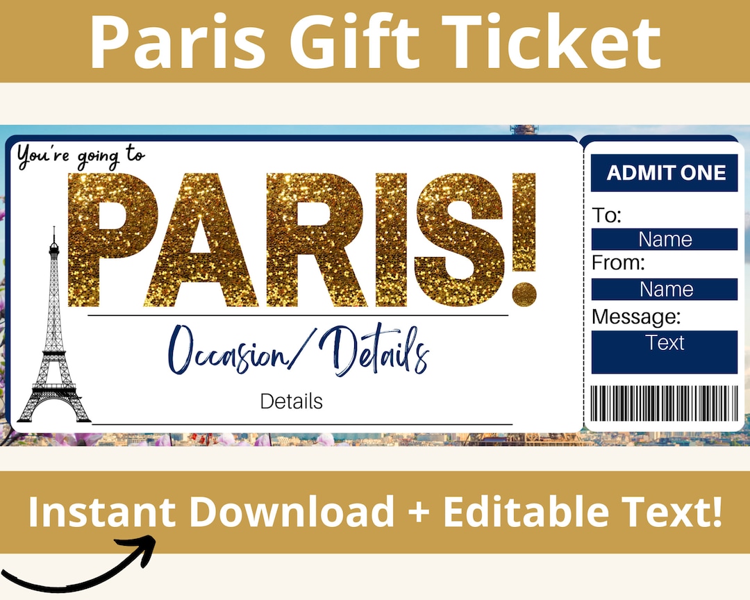 Paris Ticket. Paris Boarding Pass. Paris Trip Reveal. Paris - Etsy